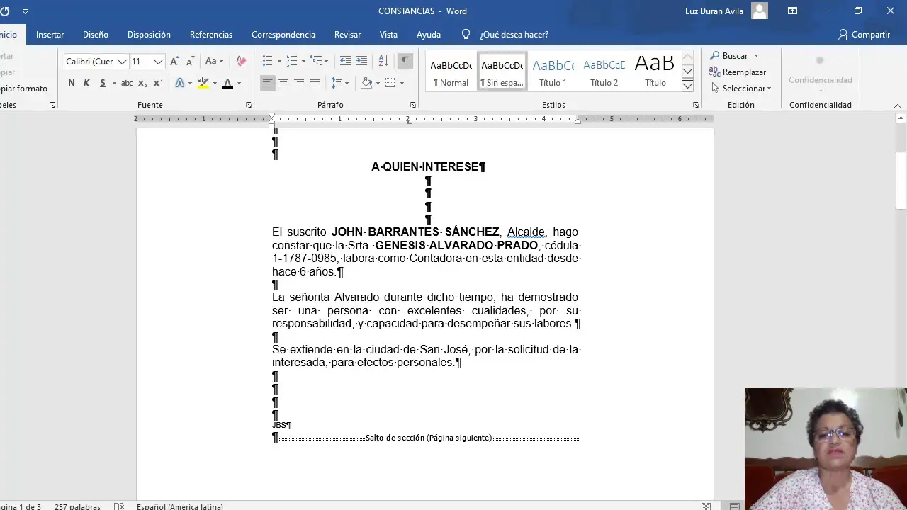 Ejemplo Carta De Constancia - Constancia.org